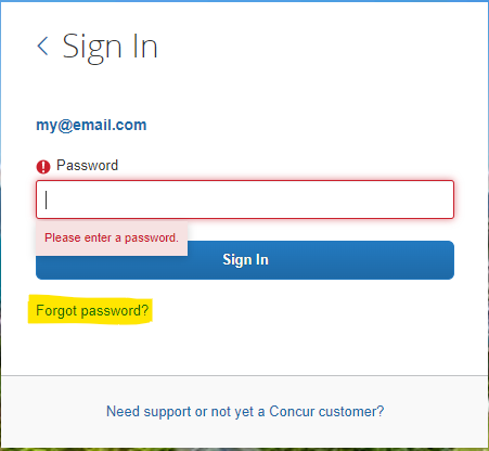 How to obtain a new password in Concur? – CDCF IT HelpDesk