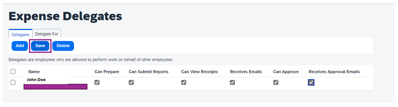 Assign an Expense Delegate to your Concur Account – CDCF IT HelpDesk